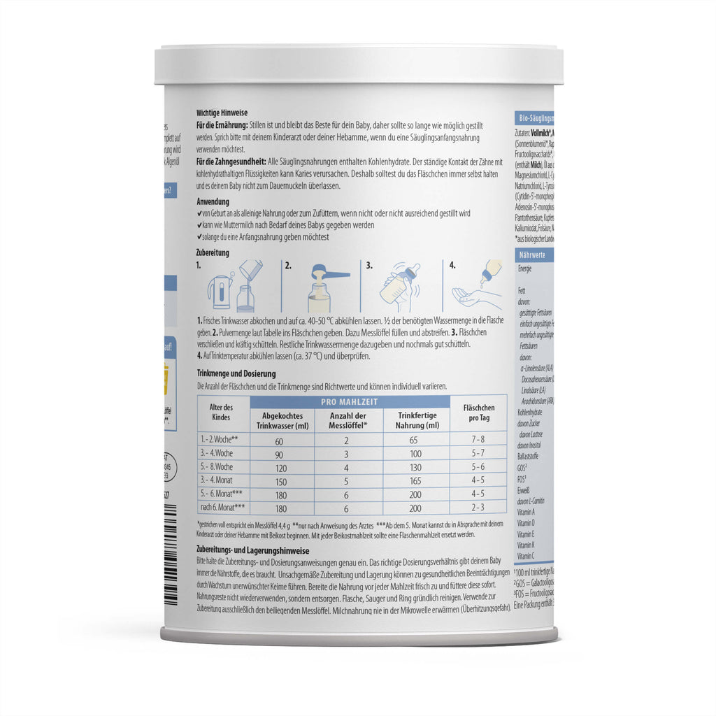 Organic first infant formula made with whole milk