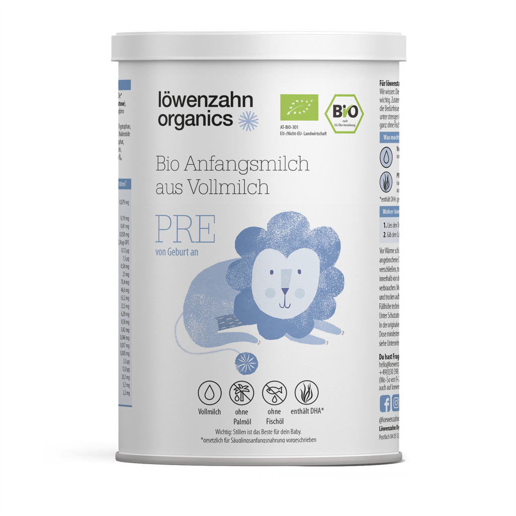 Organic first infant formula made with whole milk