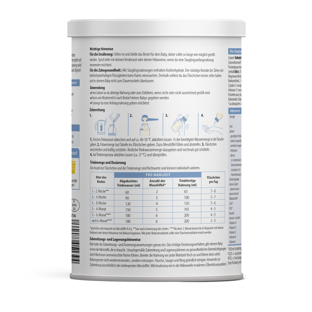 Organic first infant formula made with whole milk